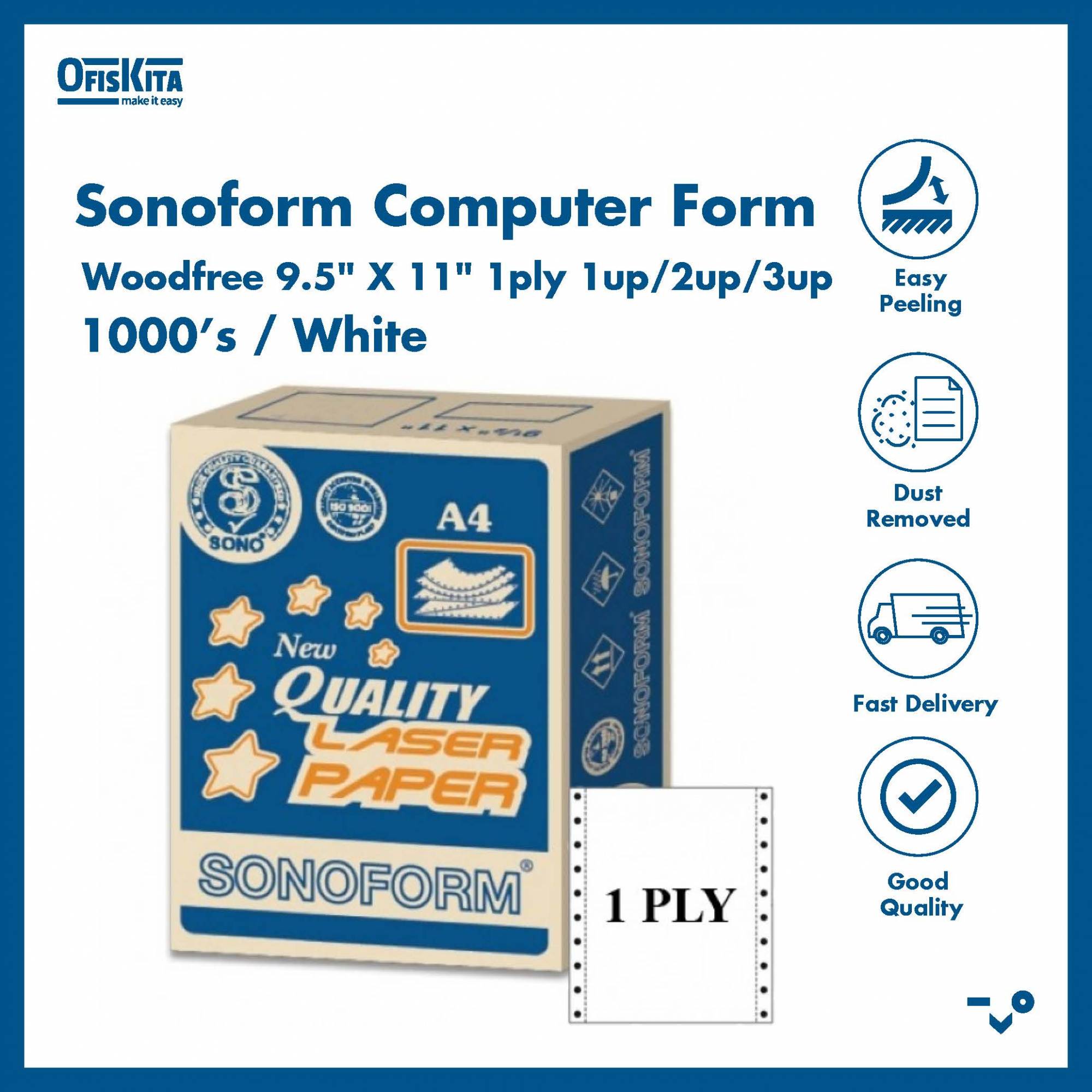 Ofiskita | Sonoform Computer Form Woodfree 9.5" X 11" 1PLY 1UP/2UP/3UP ...