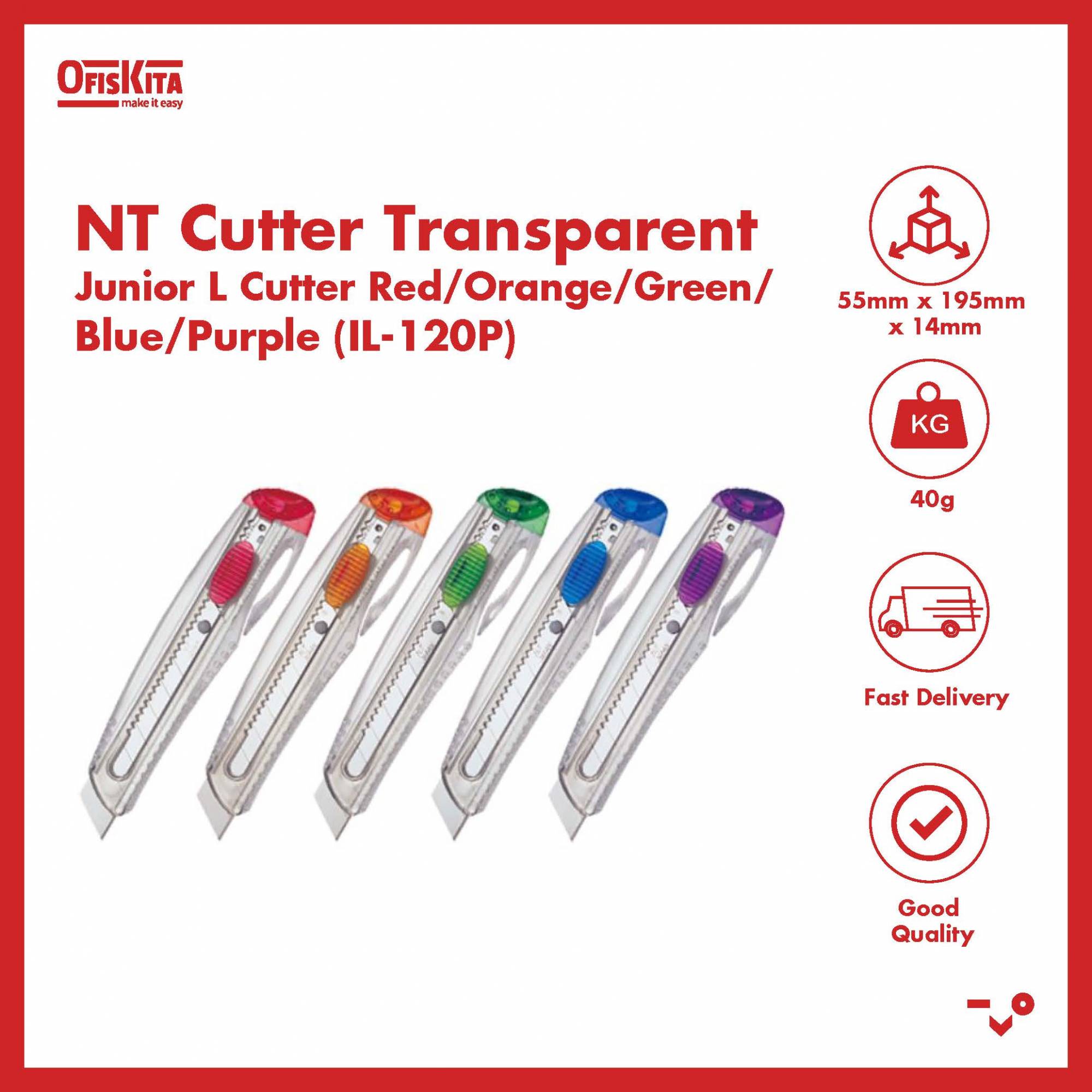 Ofiskita | NT Cutter Transparent Junior L Cutter Red/Orange/Green/Blue ...