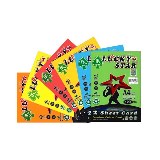 Ofiskita | IK Lucky Star A4 2 Sheet Card 120Gsm 100'S (Dark Colours)