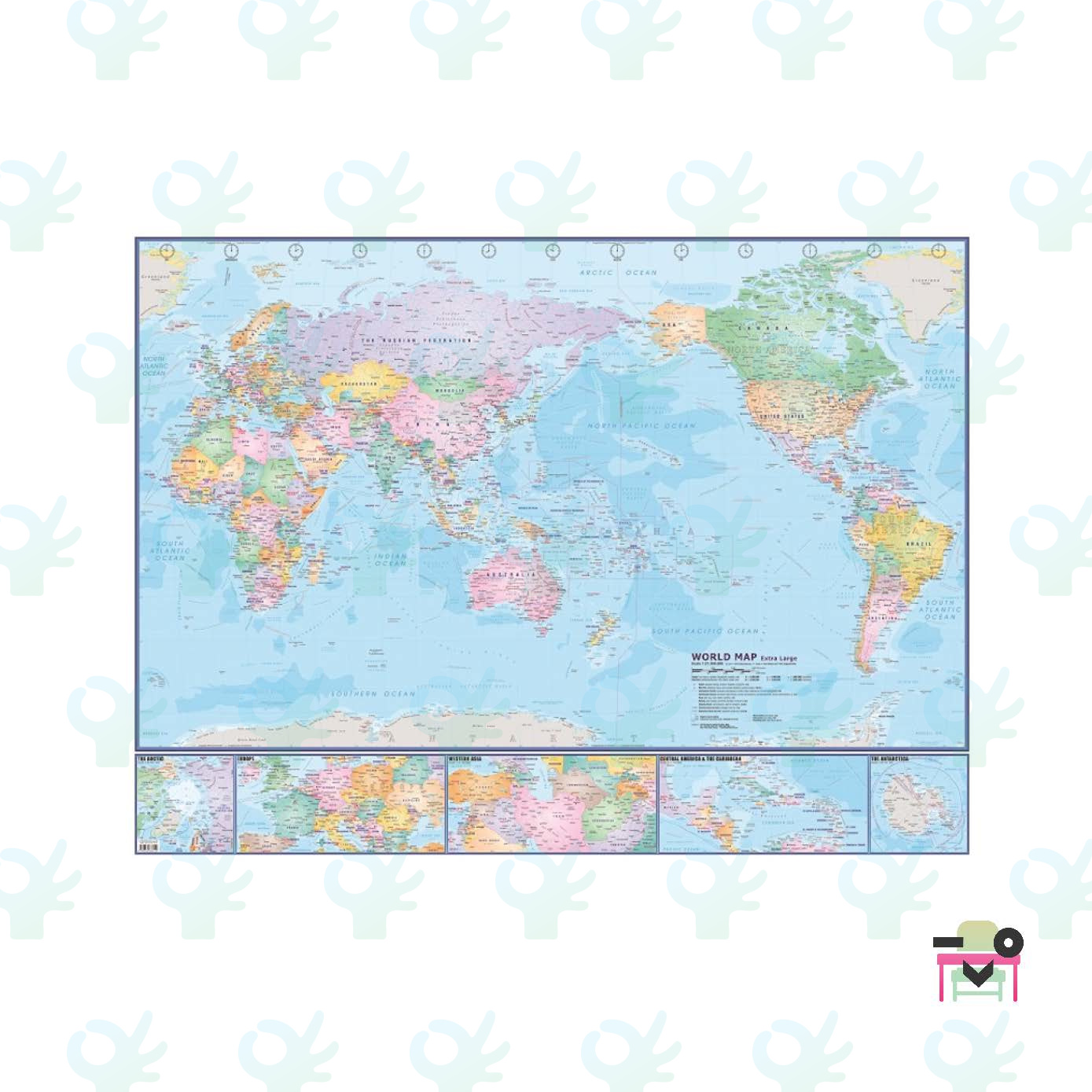 World Map XL Laminated/Magnetic Size 147.3cm x 111.7cm English (W112/W112M)